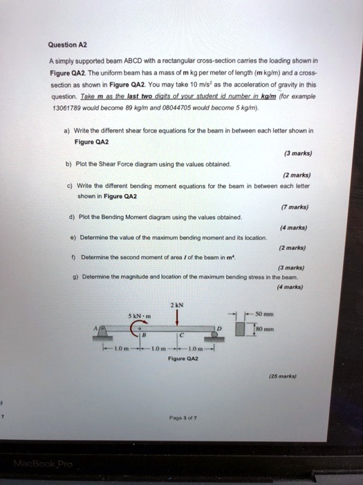 SOLVED: A simply supported beam ABCD with a rectangular cross-section ...