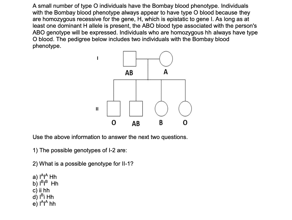 A small number of type O individuals have the Bombay blood phenotype ...