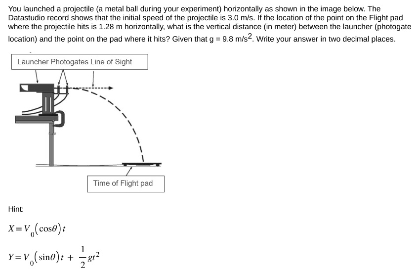SOLVED: You launched a projectile (a metal ball during your experiment) horizontally as shown in ...