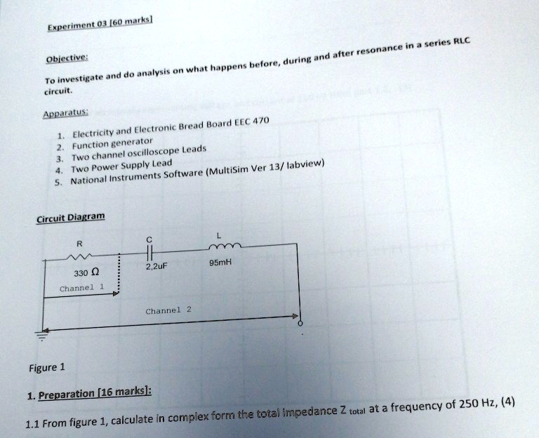 Solved Draw Waveforms Representing Voltage And Current At 250 Hz From Part 11 Calculate The 9953