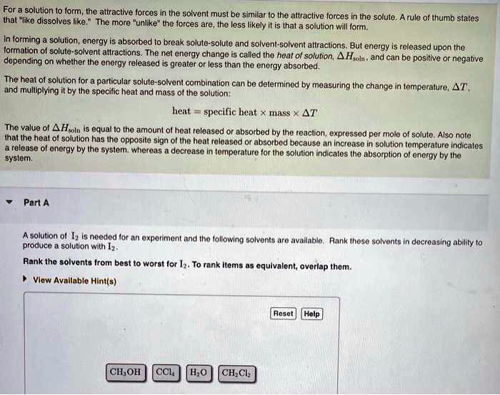 SOLVED: A solution of I2 is needed for an experiment and the following ...