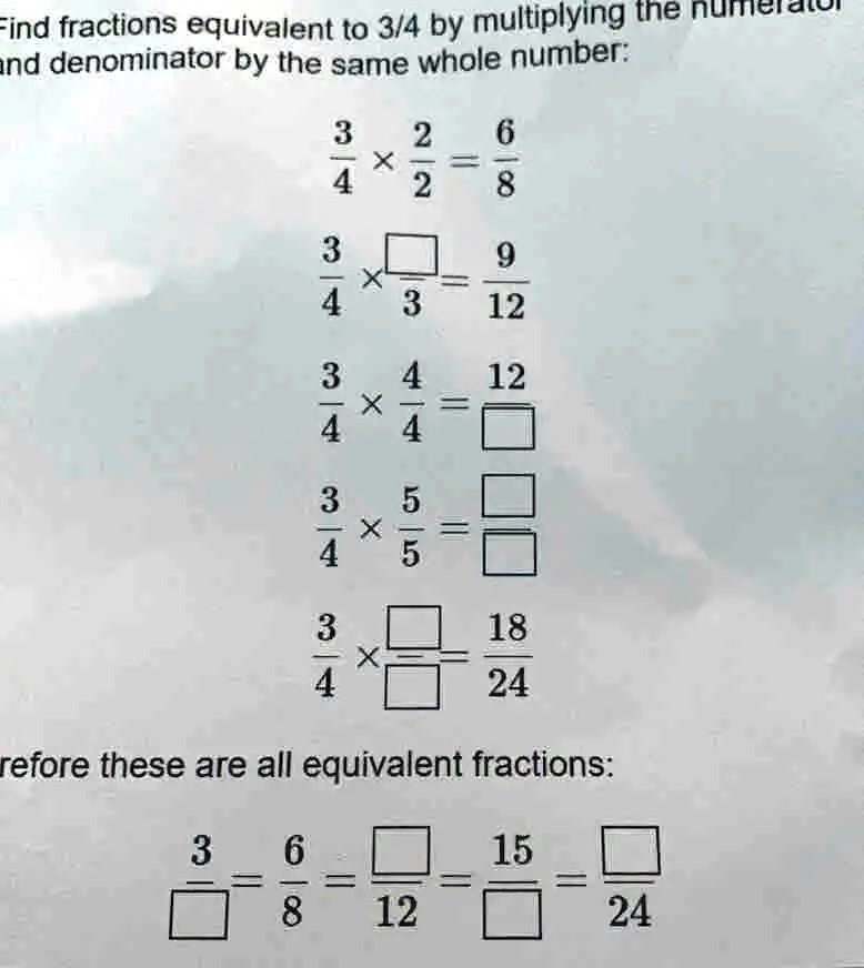 Equivalent Fractions Of 3 4