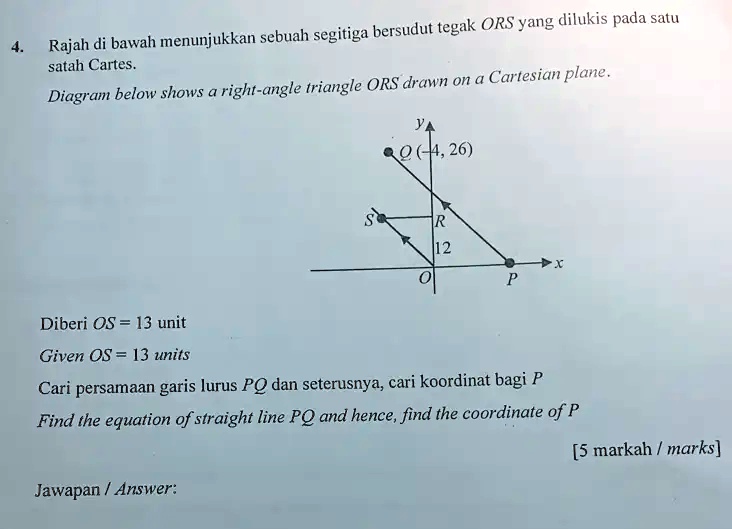 tegak ors yang dilukis pada satu rajah di bawah menunjukkan sebuah ...