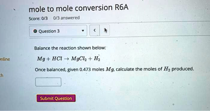 SOLVED: Titlewithtopic: Mole-to-Mole Conversion and Balancing Chemical ...