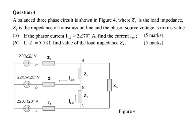 SOLVED: A balanced three-phase circuit is shown in Figure 4, where Z is ...