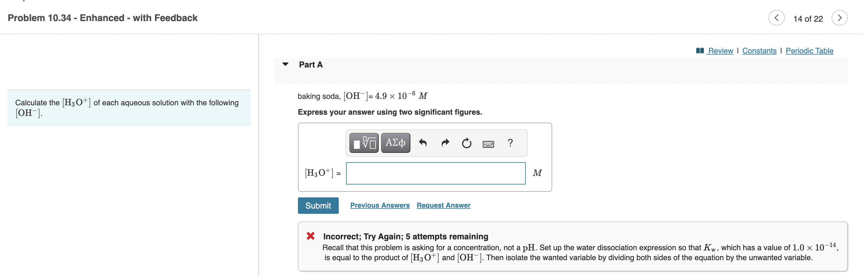 SOLVED: Problem 10.34 - Enhanced - with Feedback 14 of 22 Review I Constants I Periodic Table ...
