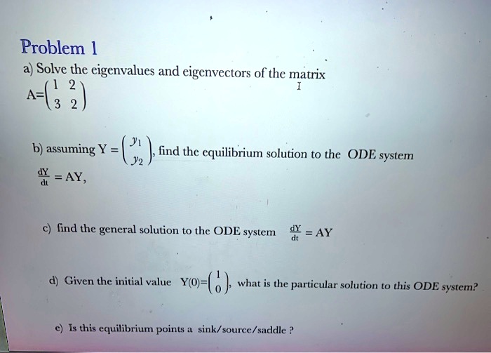 SOLVED:Problem Solve the eigenvalues and eigenvectors of the matrix 4-( assuming Y =AY, find the ...