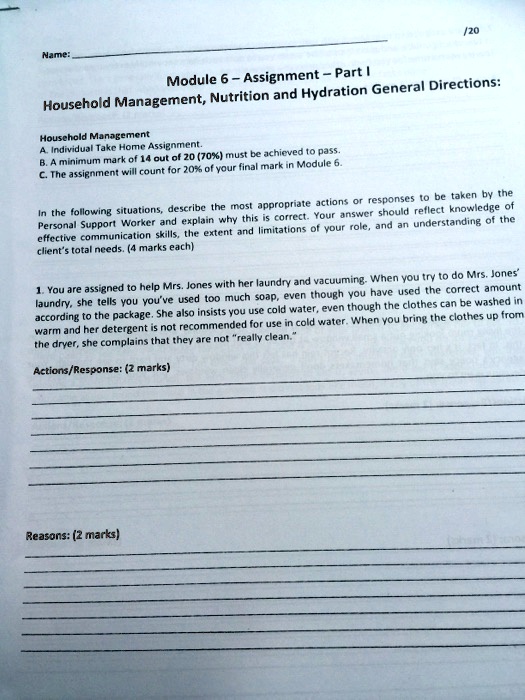 20 name module 6 assignment part i household managementnutrition and ...