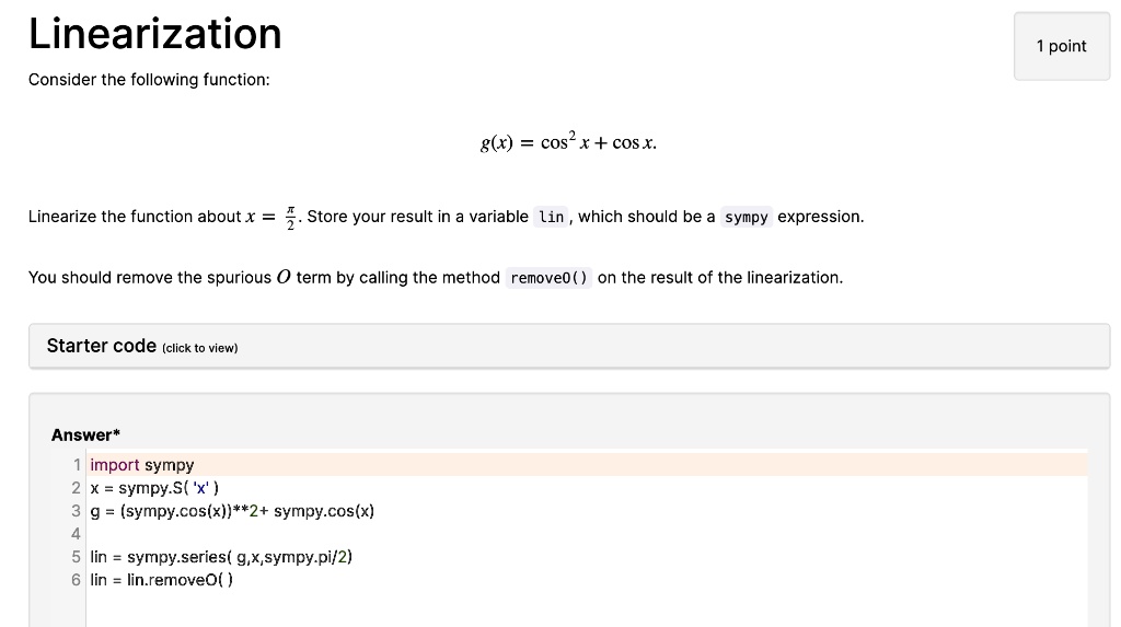 Linearization Consider The Following Function G X Cos²x Cos X Linearize The Function