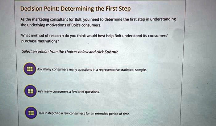 decision pointdetermining the first step as the marketing consultant ...