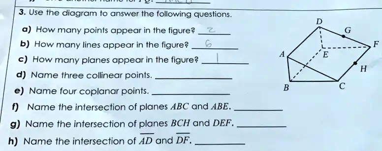 3. Use the diagram to answer the following questions. a) How many points appear in the figure? b ...