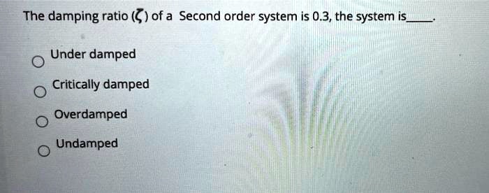 the damping ratio of a second order system is 03the system is ...