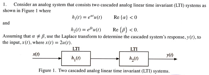 SOLVED: Consider an analog system that consists of two cascaded analog linear time-invariant ...