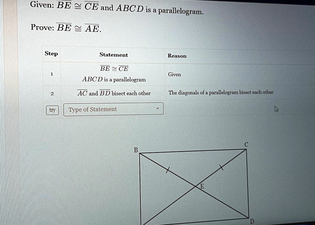 SOLVED: Given Given Definition of a parallelogram Given SOLVED: Given Given Definition of a parallelogram Given