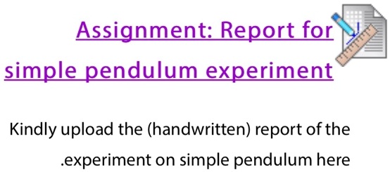 Assignment: Report for simple pendulum experiment Kindly upload the ...