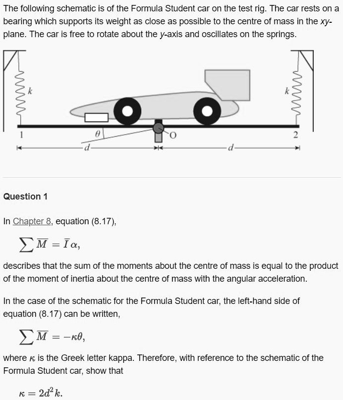 SOLVED: The following schematic is of the Formula Student car on the ...