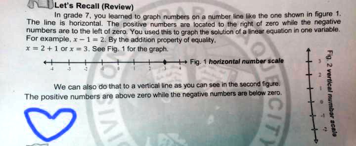 Let's Recall (Review) In grade 7, you learned to graph numbers on a ...