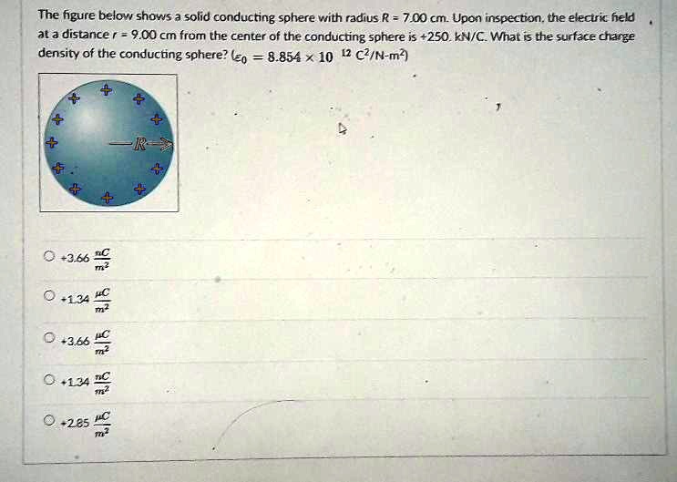 SOLVED: The figure below shows a solid conducting sphere with radius R ...
