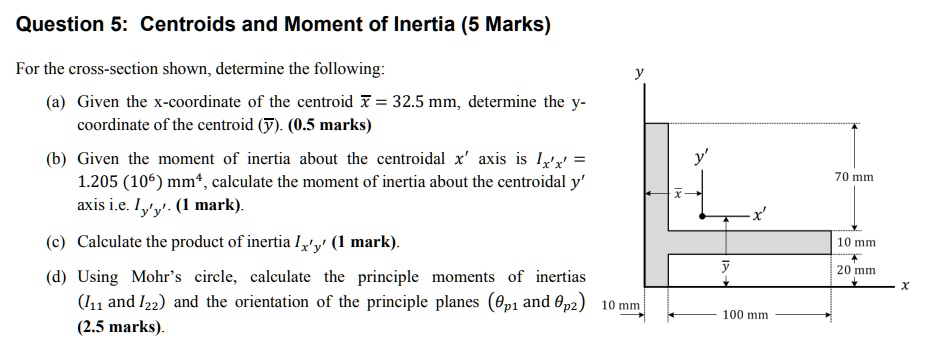 Question 5: Centroids and Moment of Inertia (5 Marks) For the cross ... Question 5: Centroids and Moment of Inertia (5 Marks) For the cross ...