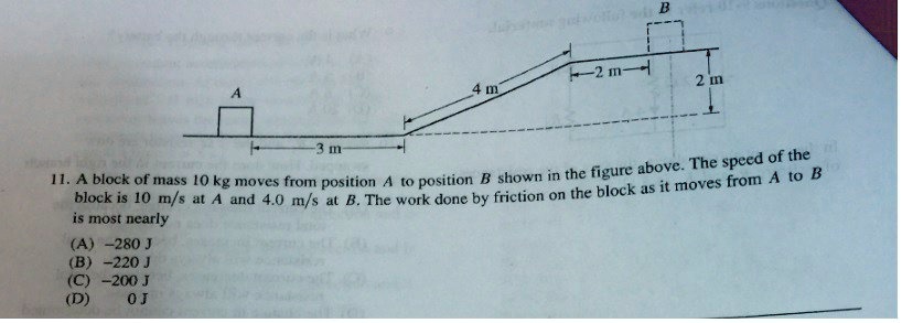 A 2m 4 M B 2 M 3 M 11 A Block Of Mass 10 Kg Moves From Position A To