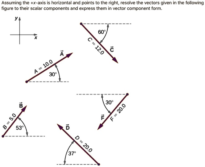 assuming the x axis is horizontal and points to the right resolve the ...