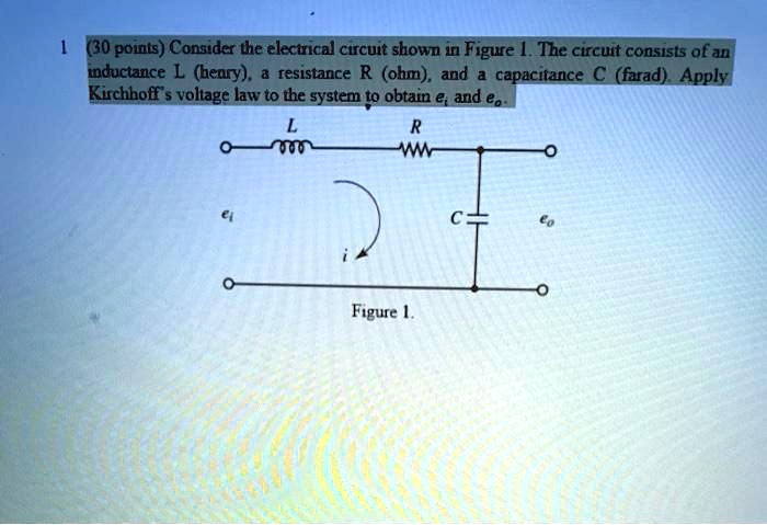 SOLVED: Control System 30 points Consider the electrical circuit shown in Figure 1. The circuit ...