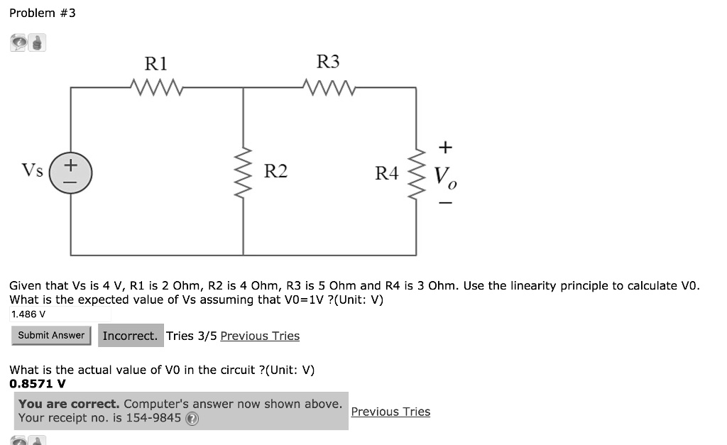 SOLVED: Given that Vs is 4 V, R1 is 2 Ohm, R2 is 4 Ohm, R3 is 5 Ohm ...