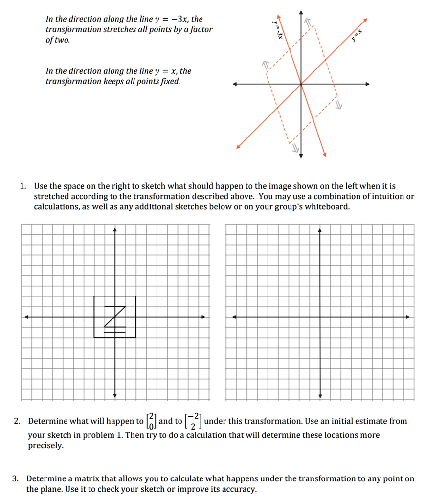 SOLVED: In the direction along the line y = 3x, the transformation ...