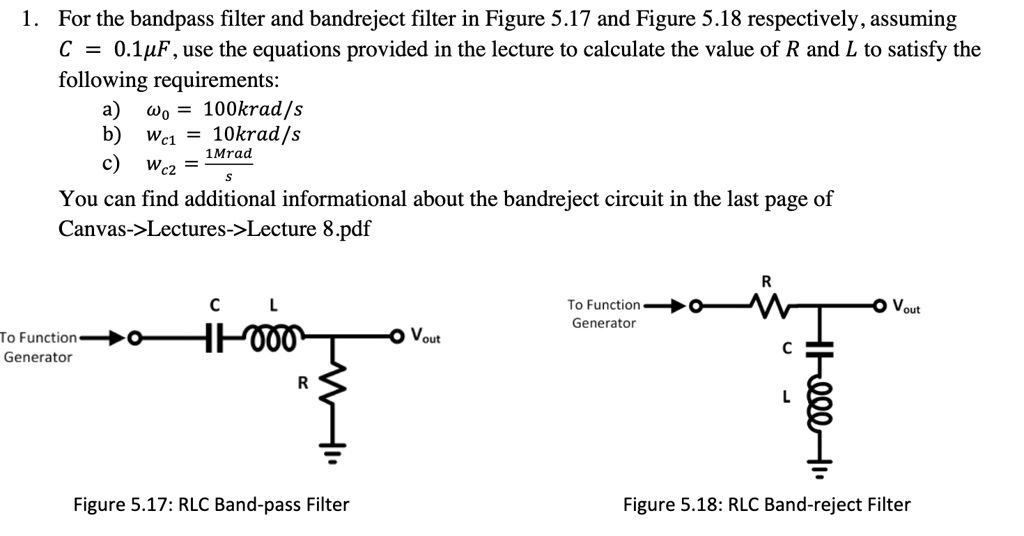 Solved For The Bandpass Filter And Bandreject Filter In Figure 5 17 And Figure 5 18