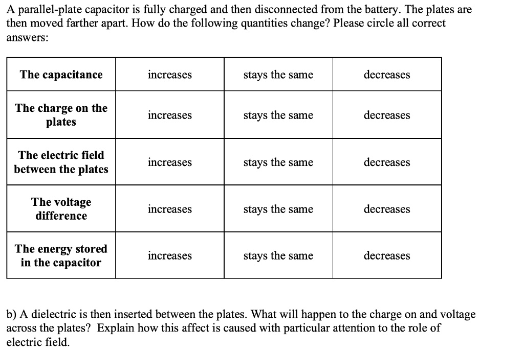 SOLVED: A parallel-plate capacitor is fully charged and then ...