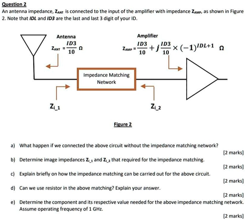 SOLVED: Text: Question 2: An antenna impedance, ZAnt, is connected to the input of the amplifier ...