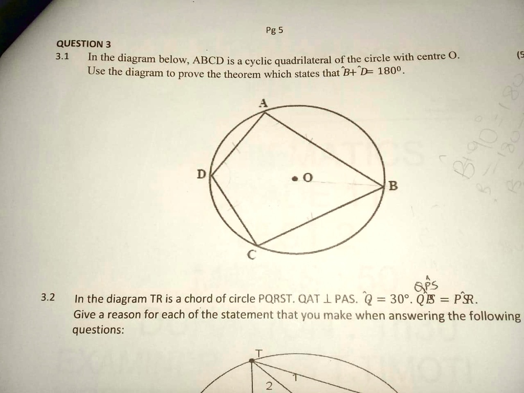 pg 5 question 3 31 in the diagram below abcd is a cyclic quadrilateral ...