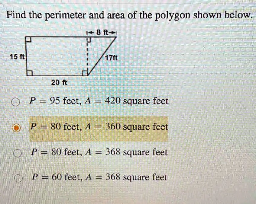 [GET ANSWER] Find the perimeter and area of the polygon shown below. 8 ...