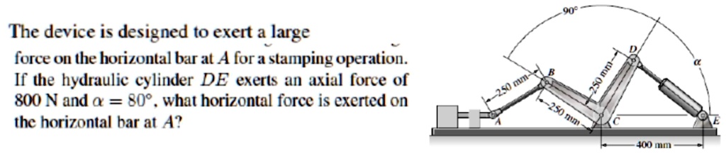 The device is designed to exert a large force on the horizontal bar at ...