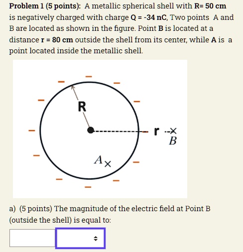 SOLVED: Problem 1 (5 points): A metallic spherical shell with R = 50 cm ...