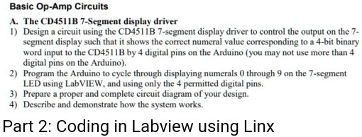 SOLVED: Basic Op-Amp Circuits A. The CD4511B 7-Segment display driver 1 ...