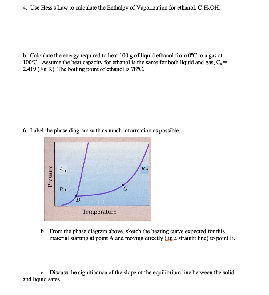 SOLVED: Use Hess's Law to calculate the Enthalpy of Vaporization for ...