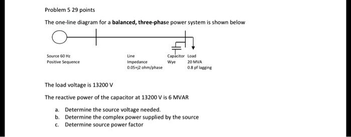Problem 5 29 points The one-line diagram for a balanced, three-phase power system is shown below ...