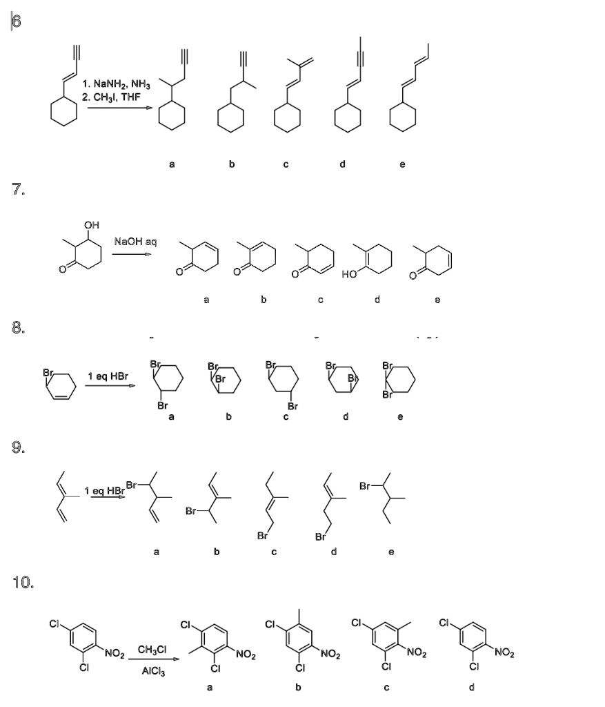 SOLVED: NaNHz NH3 CH3l; ThF OH NaOH aq 8 eq HBr eq HBr 10. NOz CHzci ...