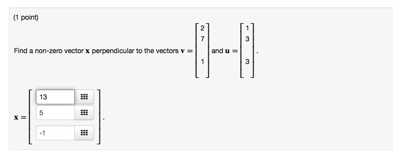 point find non zero vector perpendicular to the vectors and u 17918