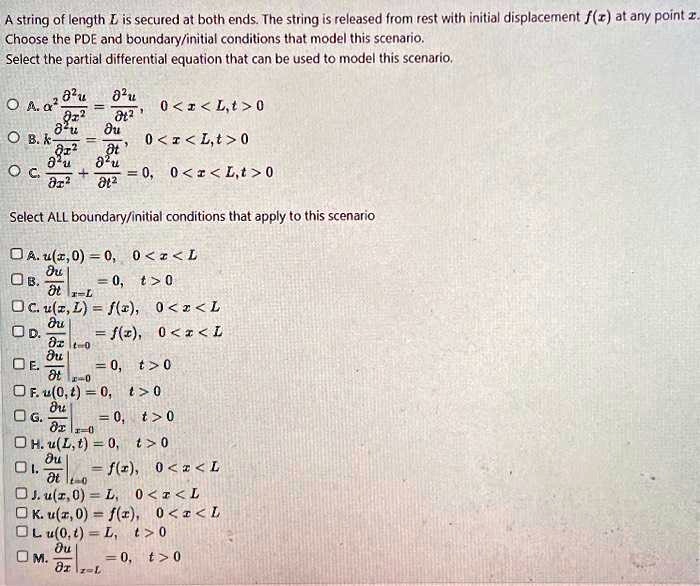a string of length is secured at both endsthe string is released from rest with initial ...