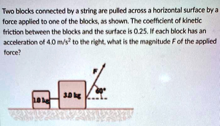 SOLVED: please answer asap Two blocks connected by a string are pulled across a horizontal ...