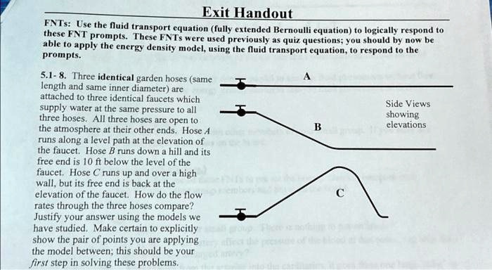 SOLVED: Exit Handout FNTS: Use the fluid transport equation (fully ...