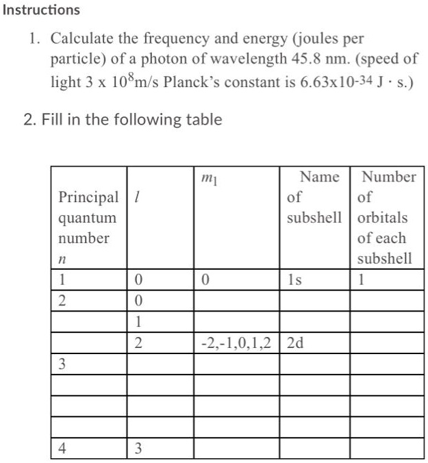 SOLVED: Calculate the frequency and energy (joules per particle) of a photon of wavelength 45.8 ...