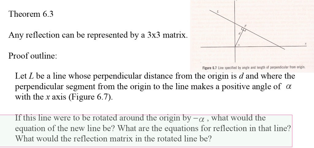 SOLVED: Theorem 6.3 Any - reflection can be represented by a 3x3 matrix ...