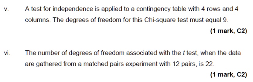 a test for independence is applied to a contingency table with 4 rows ...