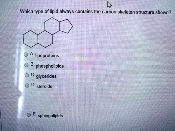 SOLVED: Which type of lipid always contains the carbon skeleton ...