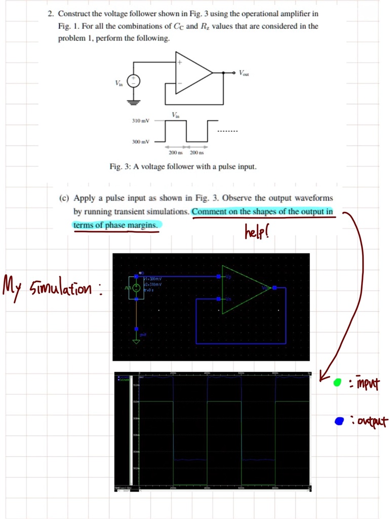SOLVED: Texts: 2. Construct the voltage follower shown in Fig. 3 using the operational amplifier ...