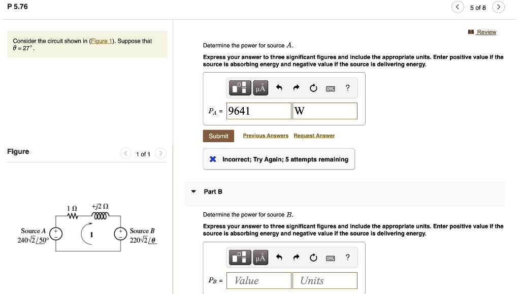 SOLVED: P 5.76 5 of 8 Review Consider the circuit shown in Figure 1. Suppose that 279. Determine ...