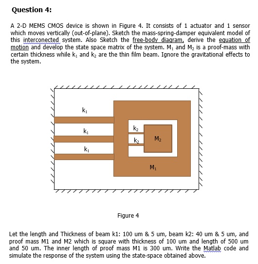 SOLVED: Question 4: A 2-D MEMS CMOS device is shown in Figure 4. It ...